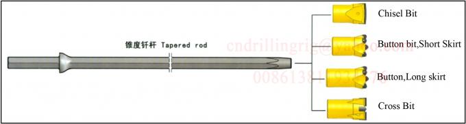 Steel Tapered Rock Drill Rods , Durable H25 Hex Tapered Hollow Drill Rods