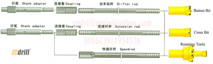 R28 Hex And Round Shape Threaded Rock Drill Rods Tungsten Carbide Material